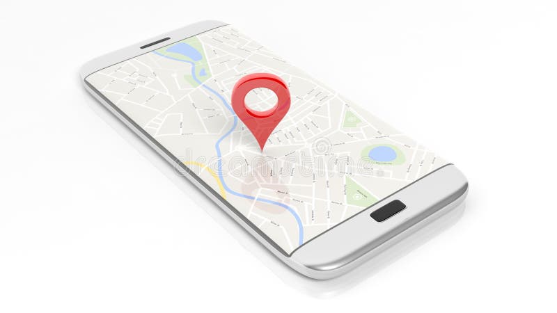Smartphone with Map and Red Pinpoint on Screen Stock Illustration ...