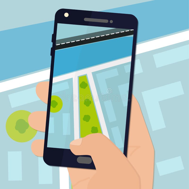 Smartphone with Map on the Screen Stock Vector - Illustration of flat ...