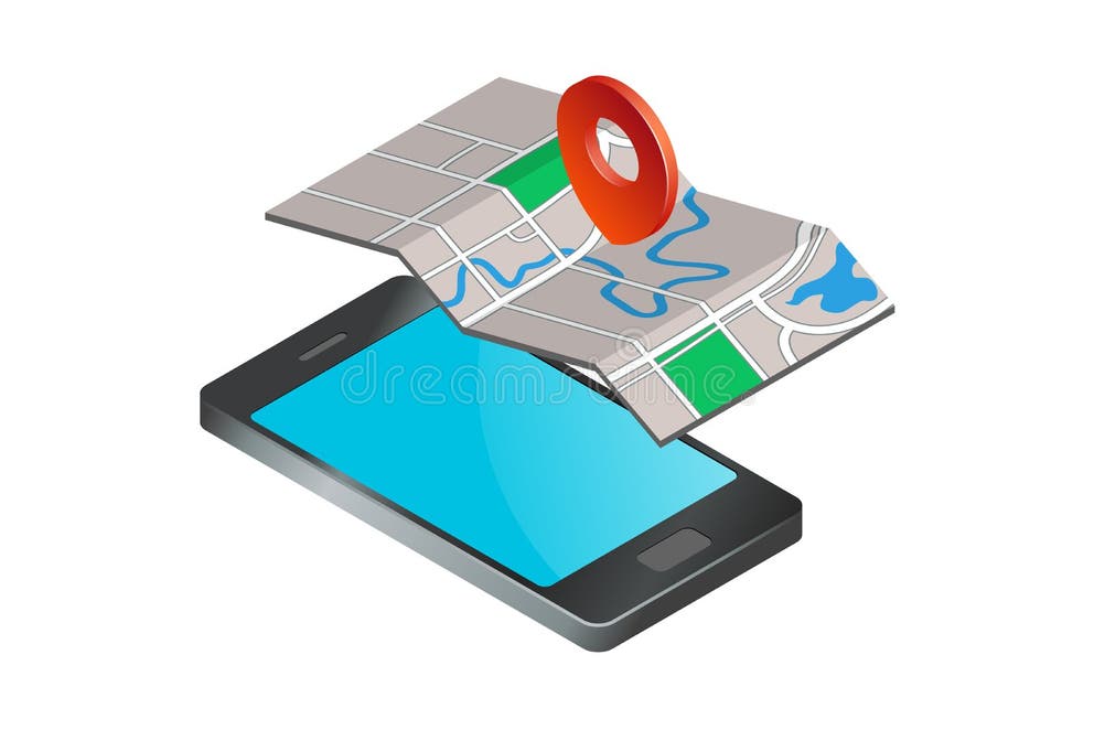 Smartphone with maps icon stock vector. Illustration of icon - 68267946