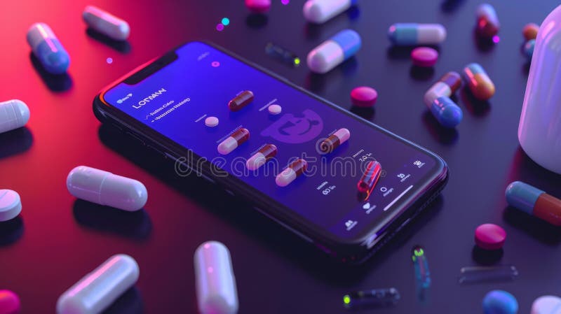 Smartphone App Displaying Medication Schedule with Various Pills ...