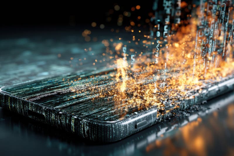 Smartphone Melting into Digital Code Symbolizes the Fusion of ...