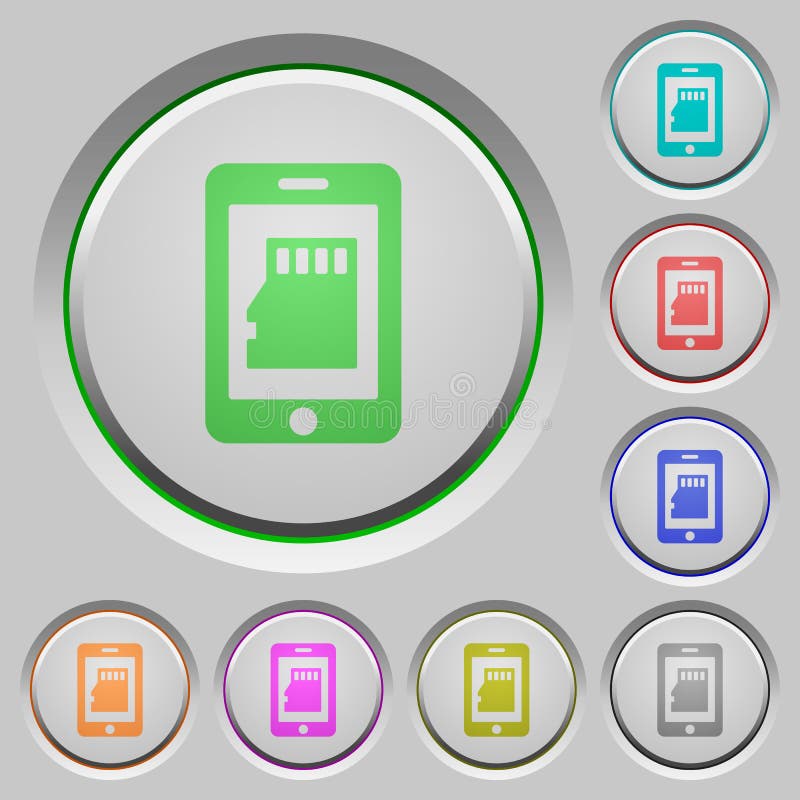 Smartphone Memory Card Push Buttons Stock Vector - Illustration of ...