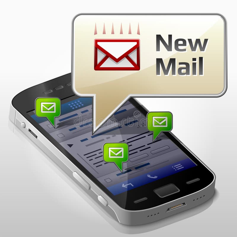 Smartphone with Message Bubble about New Mail Stock Vector ...