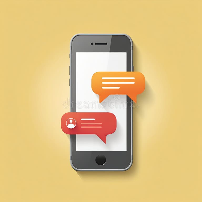 Smartphone with Message Bubbles Illustration for Communication Stock ...