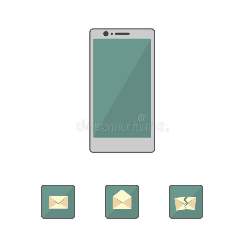 Smartphone and Message Icons. Flat Style Illustration of Open, Closed ...