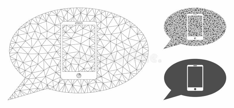Smartphone Message Vector Mesh Wire Frame Model and Triangle Mosaic ...