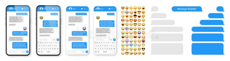 Smartphone Messaging App, User Interface Design with Emoji. SMS Text ... Smartphone Messaging App, User Interface Design with Emoji. SMS Text ...