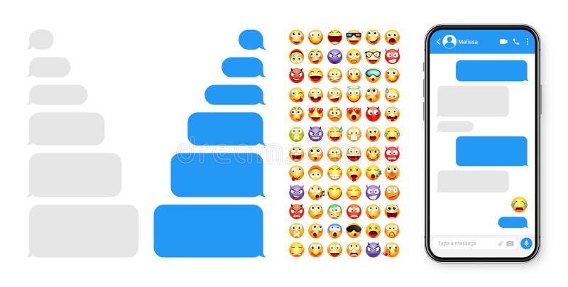 Smartphone Messaging App, User Interface Design with Emoji. SMS Text ... Smartphone Messaging App, User Interface Design with Emoji. SMS Text ...