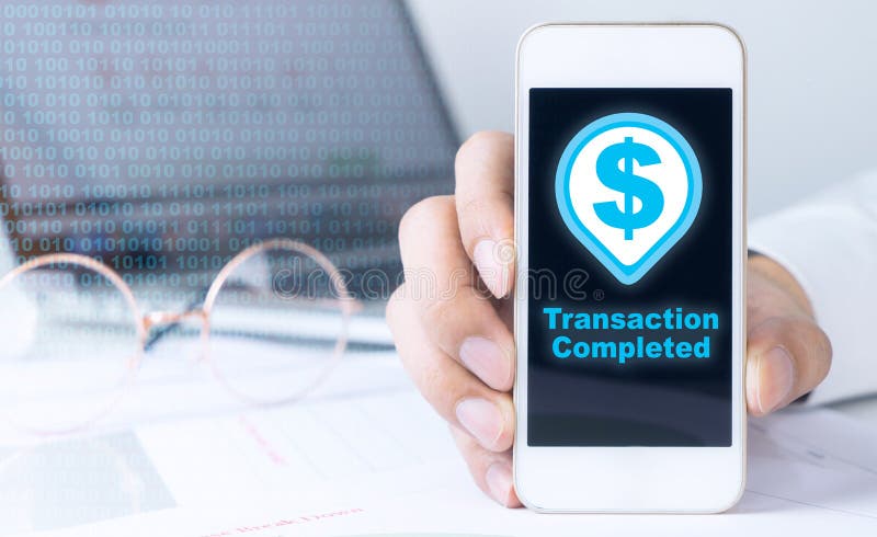 Smartphone Met Transactie Volledig Pictogram Stock Foto - Image of ...