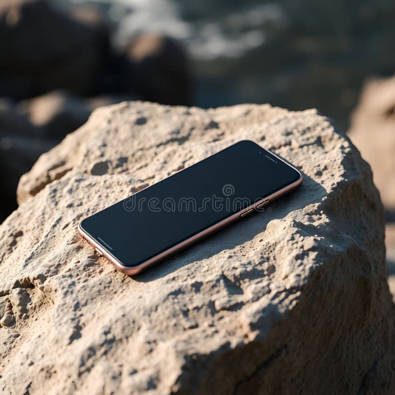 Smartphone Minimal Display on Rock Stock Illustration - Illustration of ...