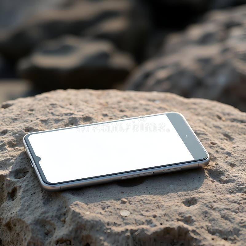 Smartphone Minimal Display on Rock Stock Illustration - Illustration of ...