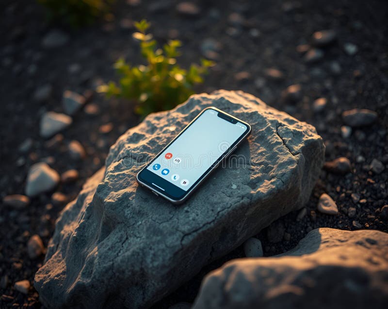 Smartphone Minimal Display on Rock Surface Stock Illustration ...