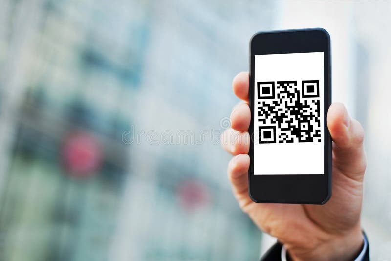 Smartphone mit qr Code stockfoto. Bild von handy, geschäft - 61358942