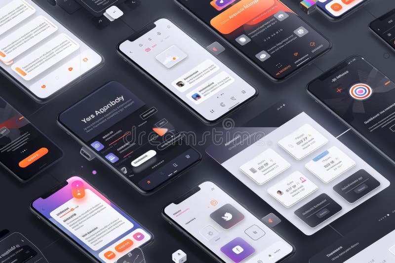 Smartphone Mobile App Interface Mockup with Ui Active Blocks and ...