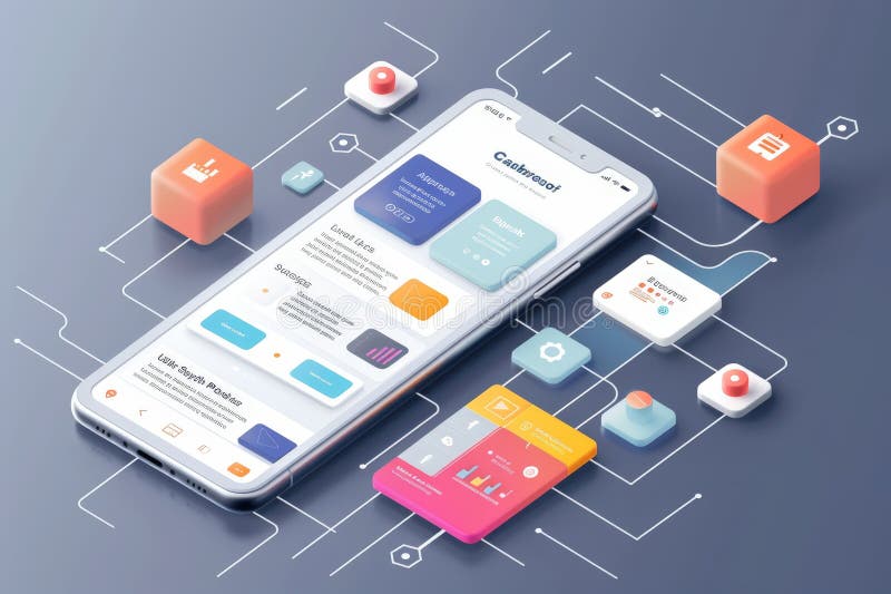 Smartphone Mobile App Interface Mockup with Ui Active Blocks and ...