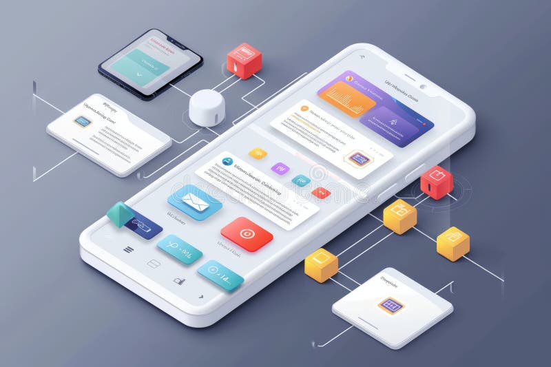 Smartphone Mobile App Interface Mockup with Ui Active Blocks and ...