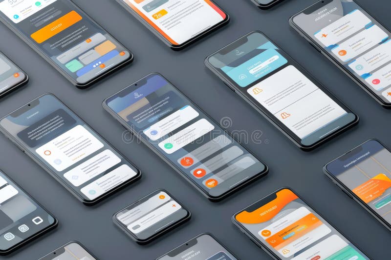 Smartphone Mobile App Interface Mockup with Ui Active Blocks and ...