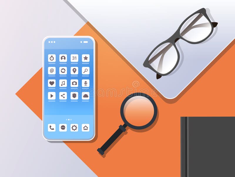 Smartphone Mobile Application Icons Creative Ui Screen Top Angle View ...