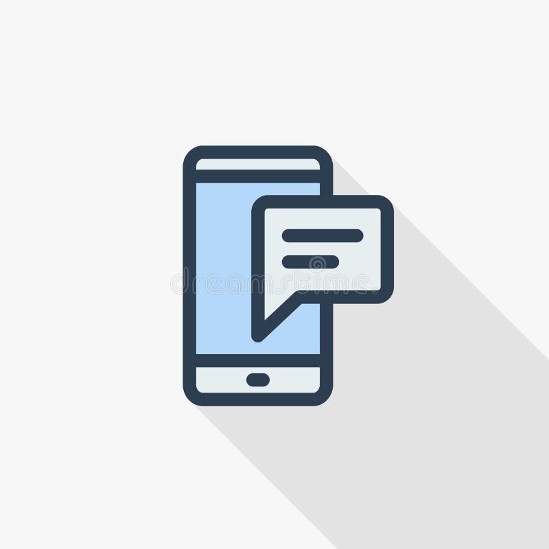 Smartphone, Mobile Phone Thin Line Flat Color Icon. Linear Vector ...