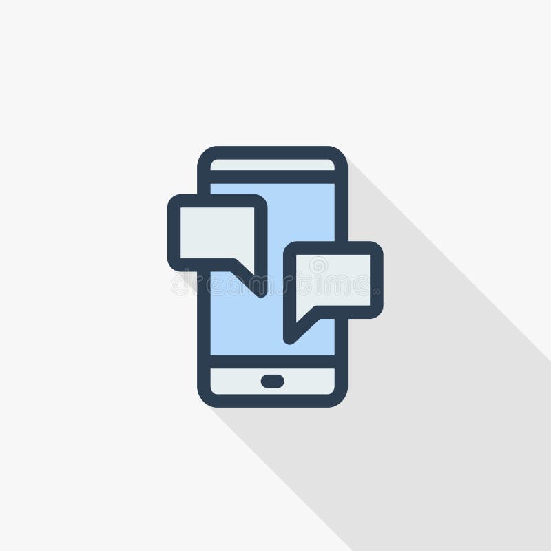 Smartphone, Mobile Phone Thin Line Flat Color Icon. Linear Vector ...