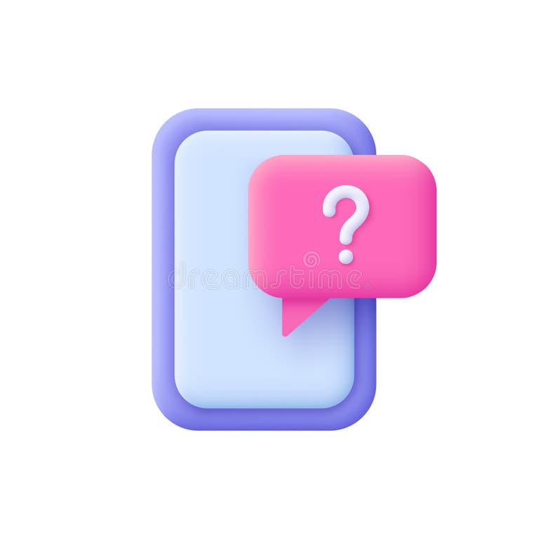 Smartphone Mobile Screen and Speech Bubble with Question Mark Sign. FAQ ...