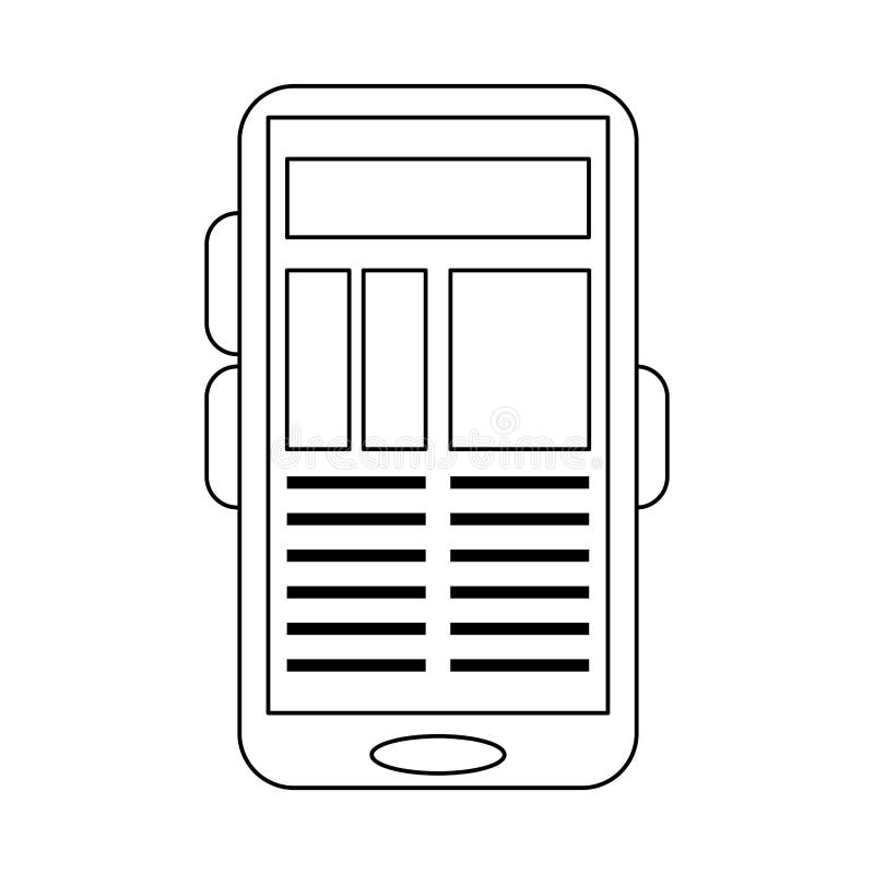 Smartphone Mobile Technology Symbol in Black and White Stock Vector ...