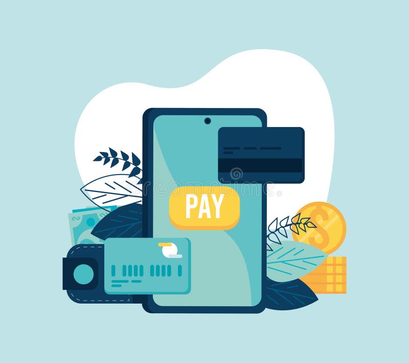 Smartphone with Mobile Transaction Stock Vector - Illustration of coins ...