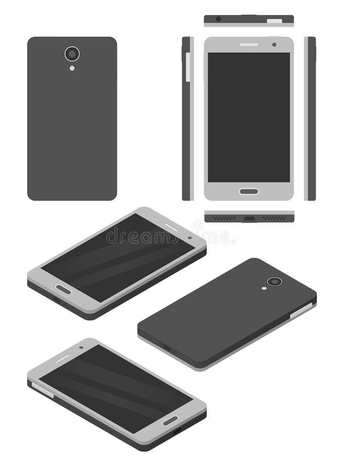 Smartphone Mock-up, Isometric and Flat Styles Stock Vector ...
