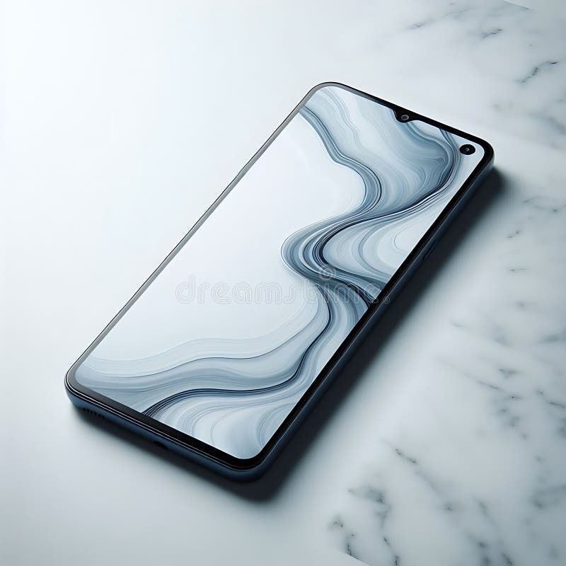 Smartphone Mockup with Abstract Monochrome Waves on the Screen on a ...