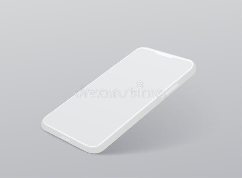 Smartphone Mockup with Blank Display and Angled Perspective View Stock ...