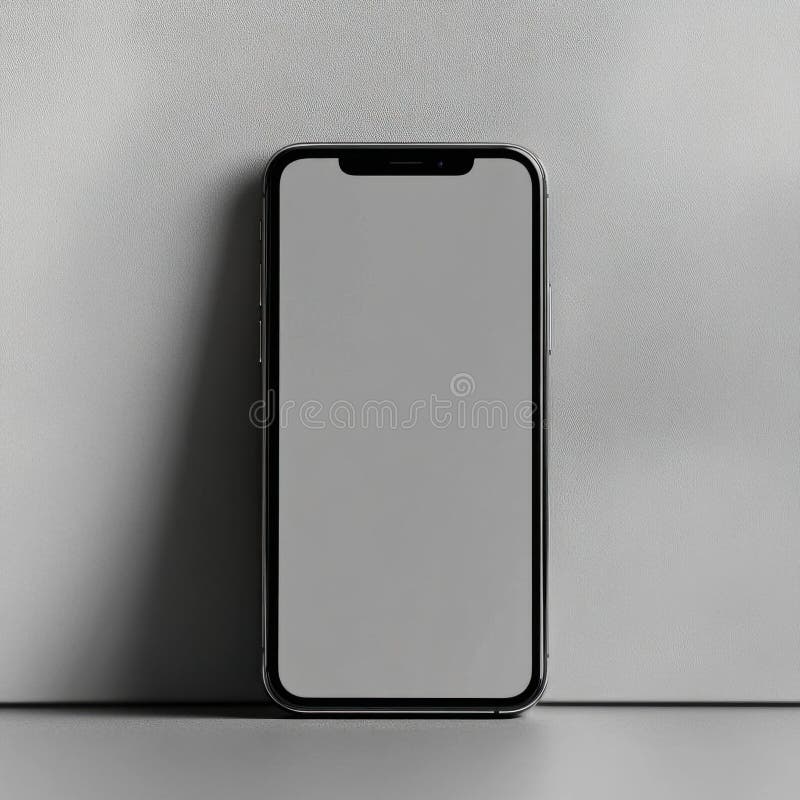Smartphone Mockup with Blank Screen on Grey Background Stock ...