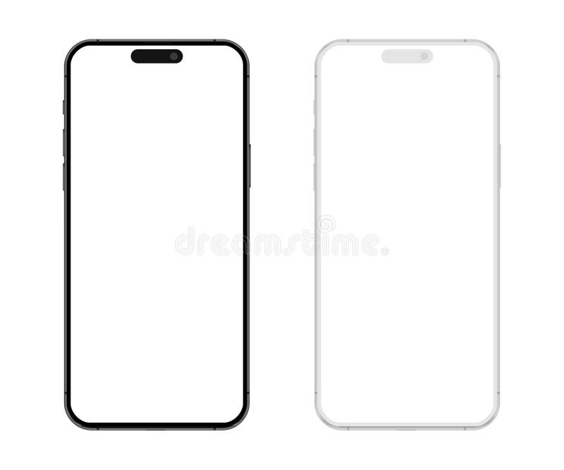 Smartphone Mockup Set with Blank White Screen, Detailed Mobile Phone ...