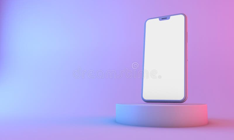 Smartphone Mockup with Blank White Screen with Neon Lighting. 3D Render ...