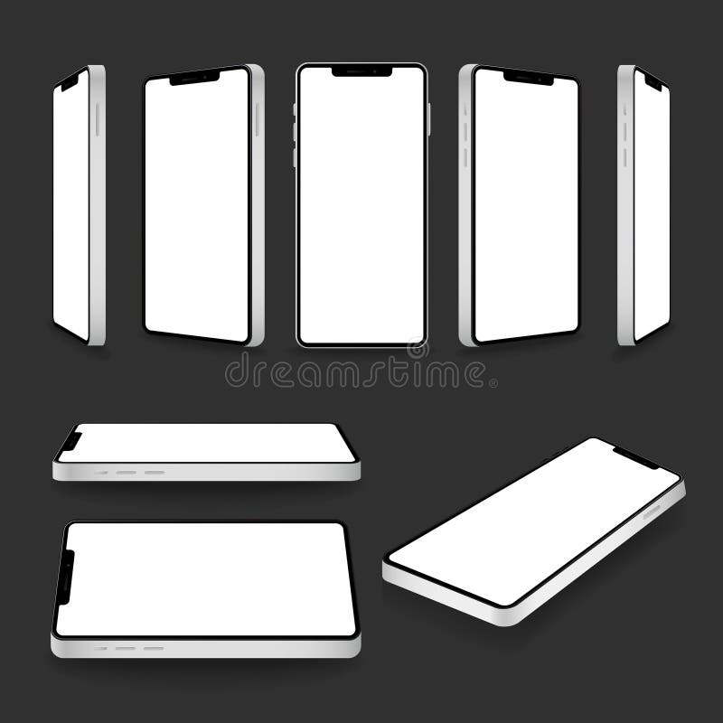 Smartphone Mockup Collection. Realistic Models Smartphone with White ...