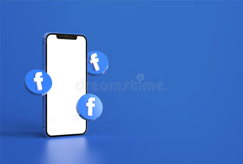 Smartphone Mockup with Facebook Icons in Realistic 3D Rendering. Blank ...