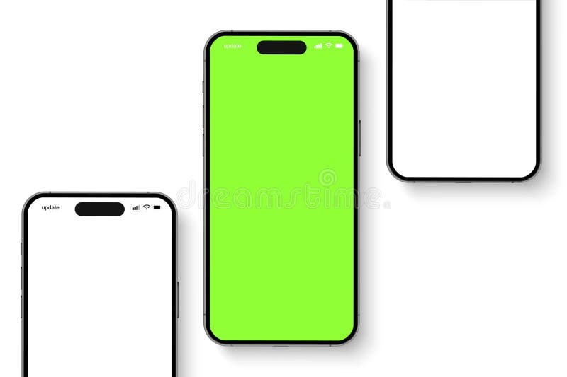 Smartphone Mockup Group Front View with Shadow, 3D Mobile Phones, High ...