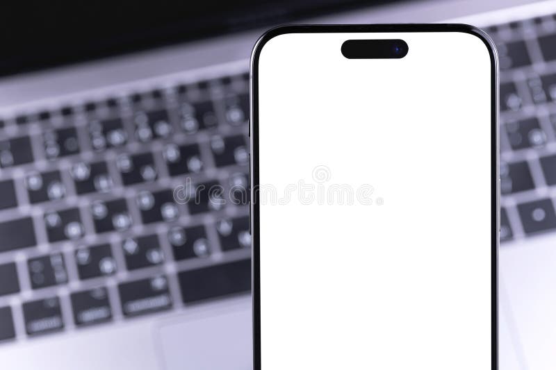 Smartphone Mockup in a Half Screen IPhone 15 Pro Max Closeup with Blank ...