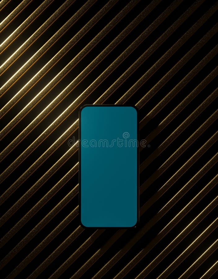 Smartphone Mockup Over Gold Stripes. Top View Stock Illustration ...