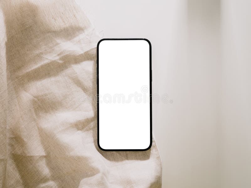Smartphone Mockup, Phone with Blank Screen Template. Flat Lay ...