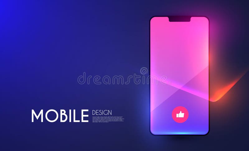 Smartphone Mockup. Realistic Mobile Phone Display with Light Effect ...