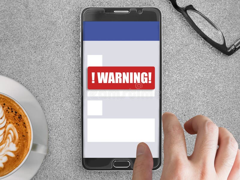 Mobile Phone with Red Warning Notification. Stock Image - Image of ...