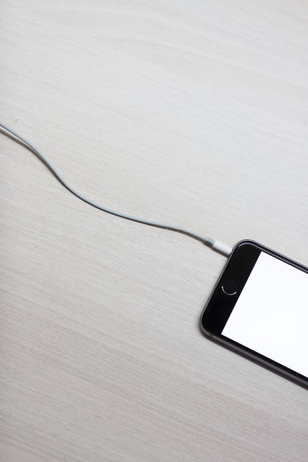 Smartphone with Mockup Screen and Cable from Charging Stock Image ...