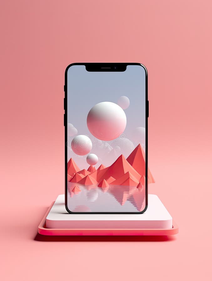 Smartphone Mockup Set Against a Clean, Minimalist 3D Background. Stock ...