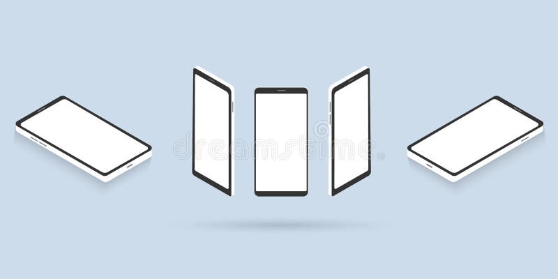 Smartphone Mockup Set with Blank Screen. Isolated Mobile Phone Frame ...