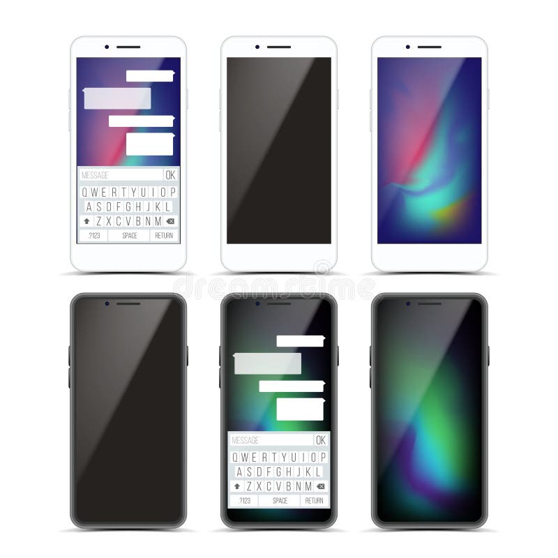 Smartphone Mockup Set Design Vector. Black and White Modern Trendy ...