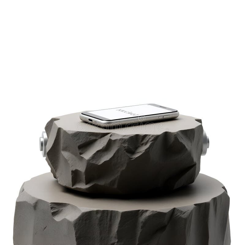 Smartphone Mockup with Stone and Metallic Elements Stock Illustration ...