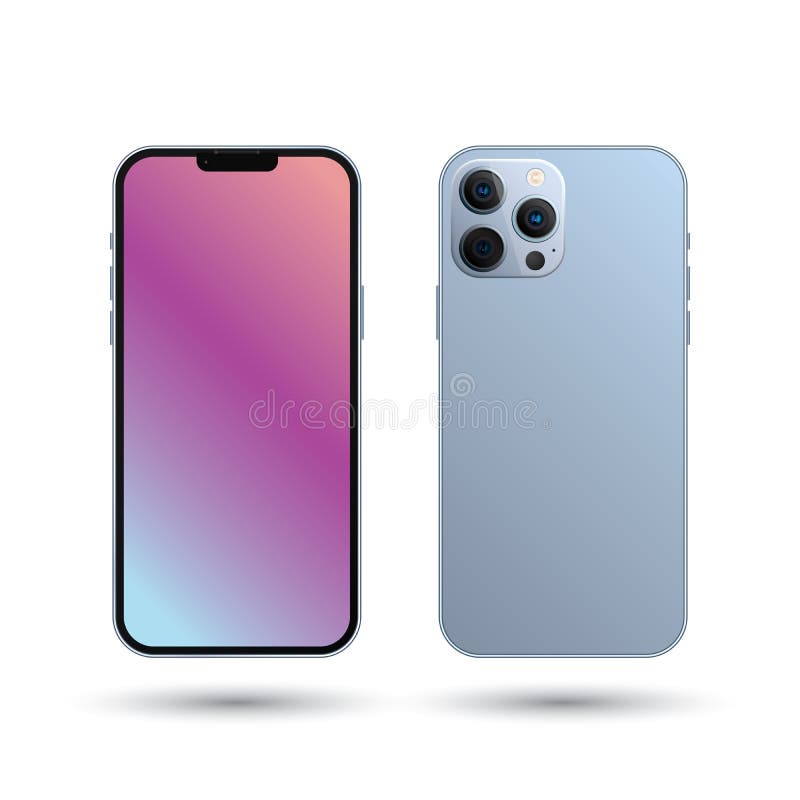 Smartphone Mockup Template, Mobile Phone Front and Back, Vector ...