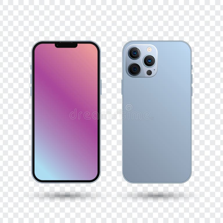 Smartphone Mockup Template, Mobile Phone Front and Back, Vector ...