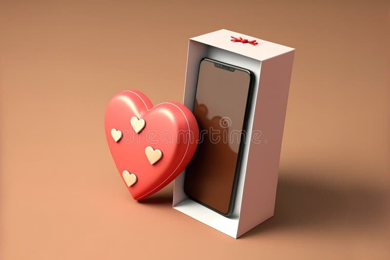 Smartphone Mockup Valentine Theme Love Heart Shape and Gift Box ...