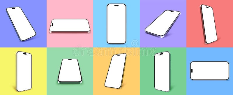 Smartphone Mockups. Realistic 3D Mobile Phone Frames with Shadows ...